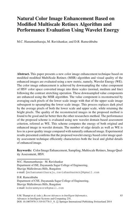 Pdf Natural Color Image Enhancement Based On Modified Multiscale Retinex Algorithm And