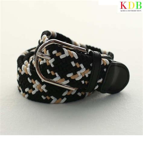 여자 남자 캐주얼 버클 지그재그 패턴 스판 벨트