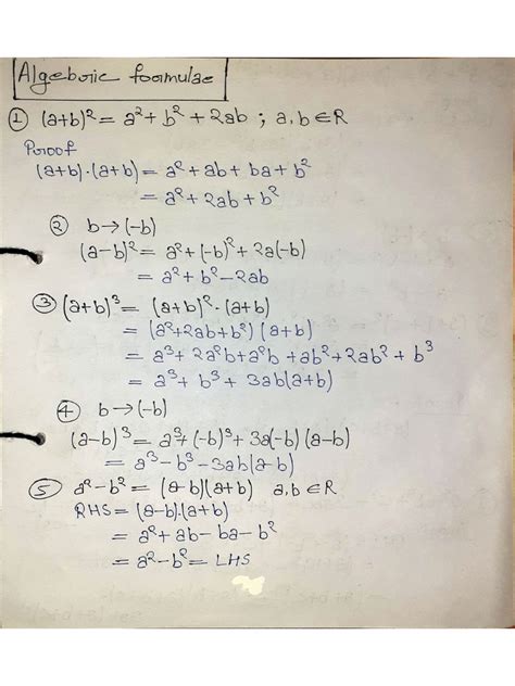 Algebraic Formula Pdf