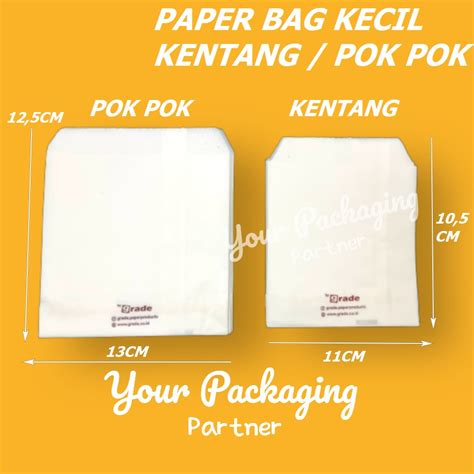 Jual Isi 100 Paper Bag Kentang Pok Pok Grade Kantong Kertas 13x12 5cm Dan 11x10 5cm Paper