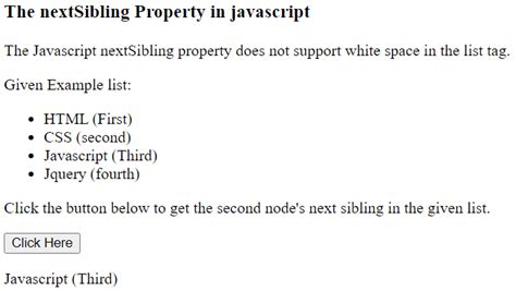 Nextsibling Property In Javascript Tpoint Tech