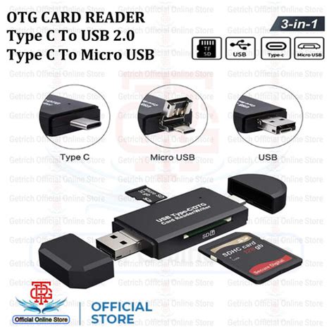 Promo USB C Card Reader 2 0 Micro USB 3 In 1 Micro SD Card Reader USB C OTG Tanpa Bubble