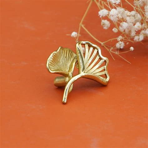 Gold Ginkgo Leaf Knobs For Cabinet Dresser Pulls Knobs Leaves Etsy