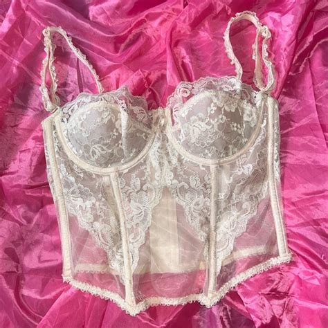 Lady Marlene Intimates And Sleepwear Vintage Pink Cream Lace Lady Marlene Bustier 34c Poshmark