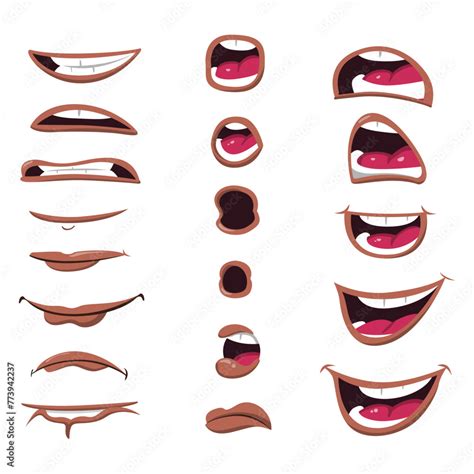 Lips Poses Talking Mouths Lips For Cartoon Character Animation A Set
