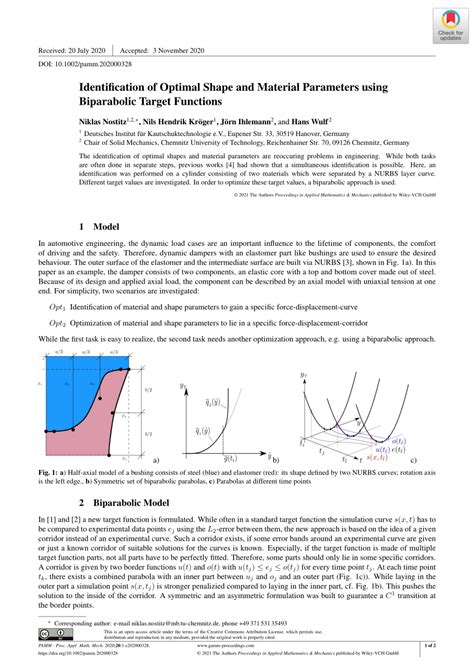 Pdf Identification Of Optimal Shape And Material Parameters Using Biparabolic Target Functions