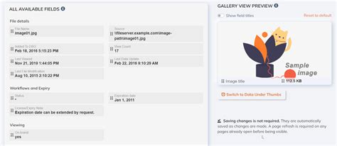 Data Layout Settings DBGallery