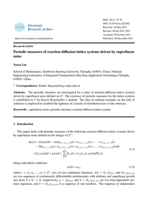 Pdf Periodic Measures Of Reaction Diffusion Lattice Systems Driven By Superlinear Noise