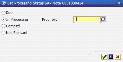 SAP OSS Note Processing Status Information And Values Within SNOTE