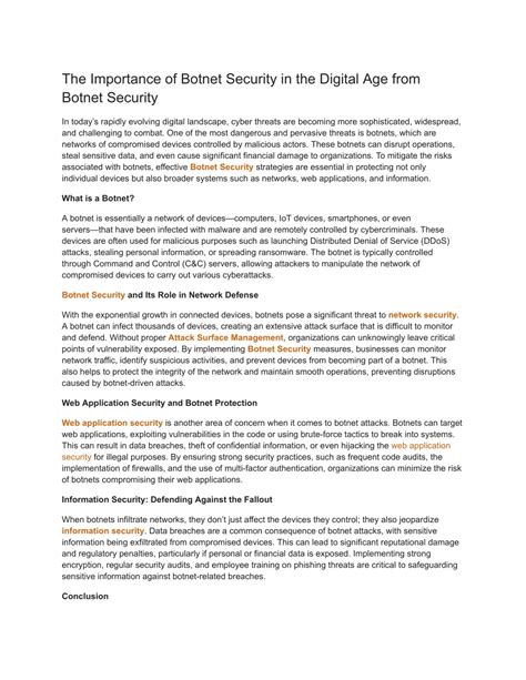 Ppt The Importance Of Botnet Security In The Digital Age From Botnet
