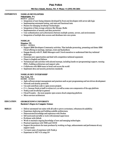 Node Js Resume Samples Velvet Jobs
