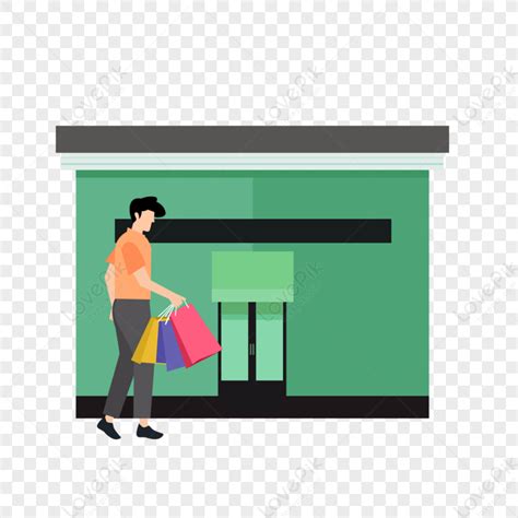 만화 남자 일러스트 쇼핑 가방 산책 그림빨간단순한 Png 일러스트 무료 다운로드 Lovepik