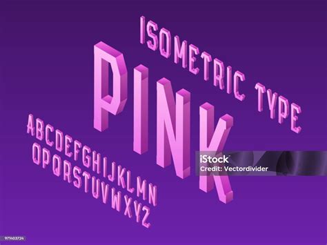 아이소메트릭 벡터 형식입니다 핑크 그라데이션 글자 폰트입니다 격리 된 영어 3d 알파벳입니다 0명에 대한 스톡 벡터 아트 및 기타 이미지 Istock