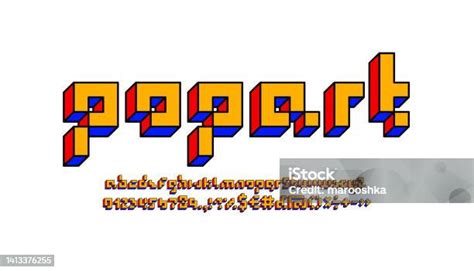 3d 픽셀 글꼴 트렌디 한 팝 아트 알파벳 또는 서체 굵은 글자와 숫자 벡터 일러스트 레이 션 10eps 복셀에 대한 스톡 벡터 아트 및 기타 이미지 Istock