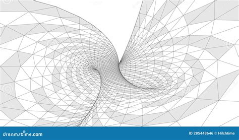 3d Art Vr Gray Line Perspective Loop Digital Abstract Swirl Vector Background Tunnel