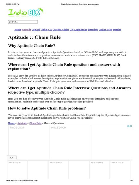 Chain Rule Aptitude Questions And Answers Pdf Test Assessment