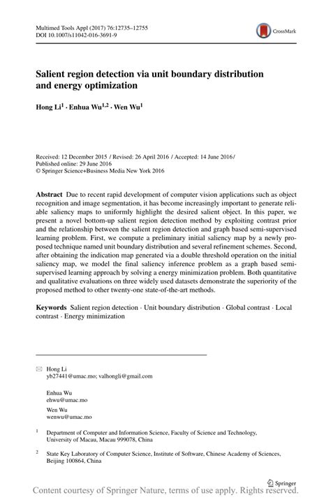 Salient Region Detection Via Unit Boundary Distribution And Energy