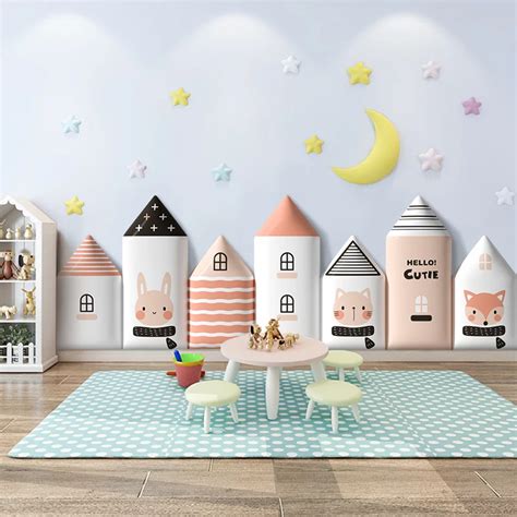 어린이 방을 꾸미는 데 최적인 3d 연필 벽 스티커 침대 머리판 충돌 방지 벽지 미적인 소프트 팩 함께 올려보자 핸드폰닷컴