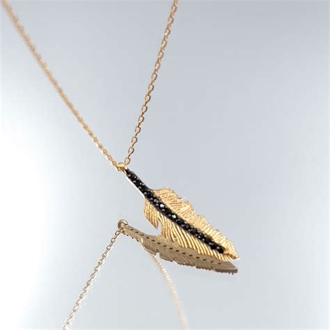Feather Necklace 14k Gold Feather Necklace Solid Gold Feather
