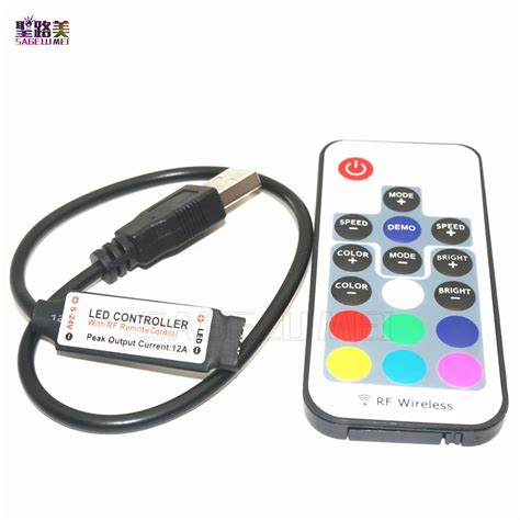 DC V DC V USB To Pin RGB LED Controller Keys A RF Wireless Remote Mini Controller For