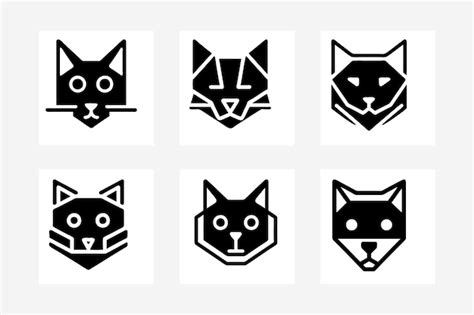 Premium Vector Cat Head Icon Shape Black And White Silhouette Vector