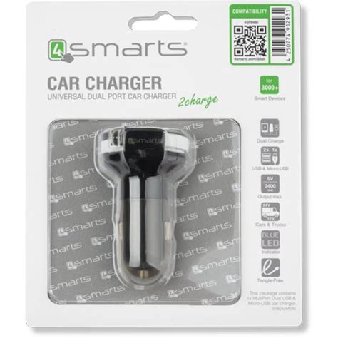 Smarts Multiport Dual Usb Micro Kfz Lader Schwarz Wei Kabel Und Adapter