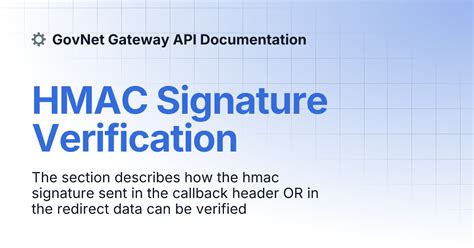 Hmac Signature Verification Govnet Gateway Api Documentation