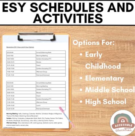 Esy Sample Schedules And Activities By Accessible Education Store
