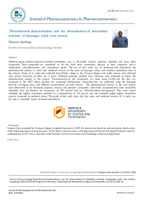 Pdf Phytochemical Characterization And The Determination Of Antioxidant Activities Of