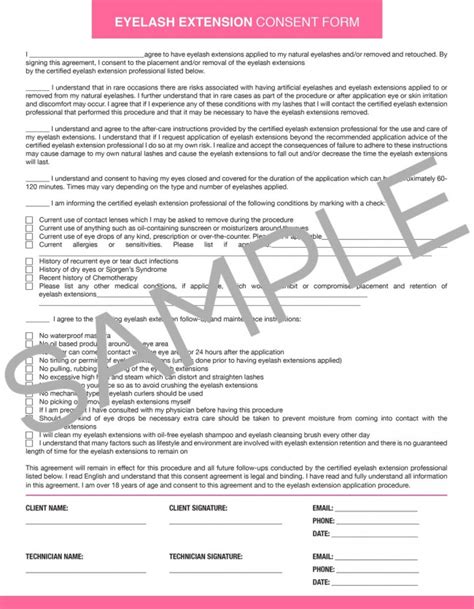 Free Printable Eyelash Extension Consent Form