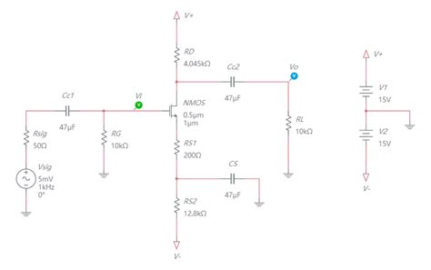 Nmos Common Source Amplifier Multisim Live
