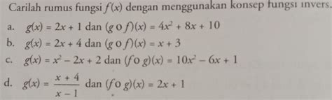 Solved Carilah Rumus Fungsi Fx Dengan Menggunakan Konsep Fungsi