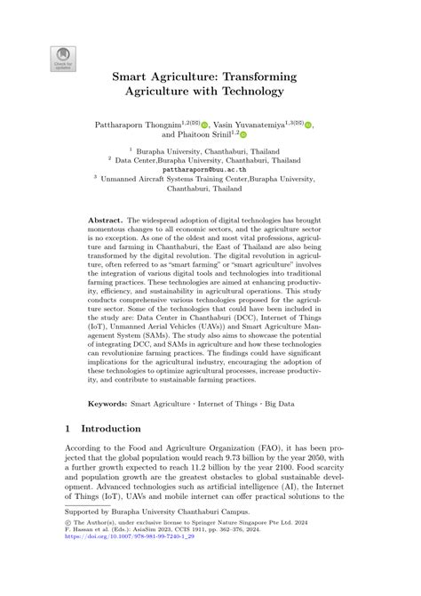 PDF Smart Agriculture Transforming Agriculture With Technology