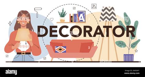 Decorator Typographic Header Interior Designer Planning The Design Of A Room Choosing Wall