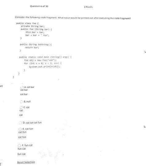 Solved Question 6 Of 30 2 Points Consider The Following Code