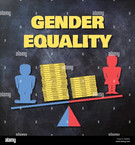Gender Inequality Concept Illustration Male And Female Figures Standing On A Tilted Scale With