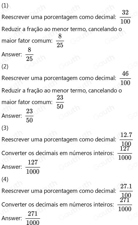 Solved Questão Escreva como se lê as porcentagens a seguir a b c d