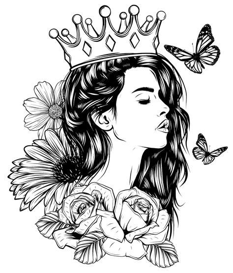 Premium Vector Beautiful Girl In Crown Girl With Long Hair Vector