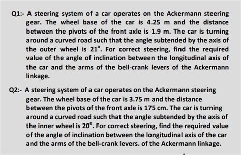 Solved Q1 A Steering System Of A Car Operates On The Chegg Com