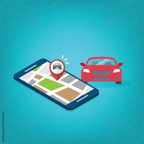 Mobile GPS Navigation Travel And Tourism Concept Vector Map On Mobile Phone And Car GPS