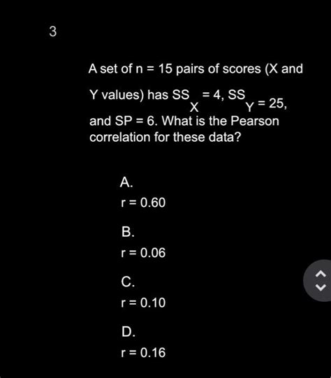 solved 3 a set of n 15 pairs of scores x and y values