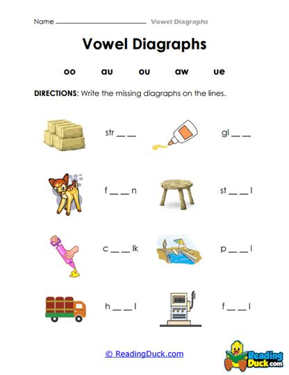 Vowel Digraphs Worksheets Phonics Skills Reading