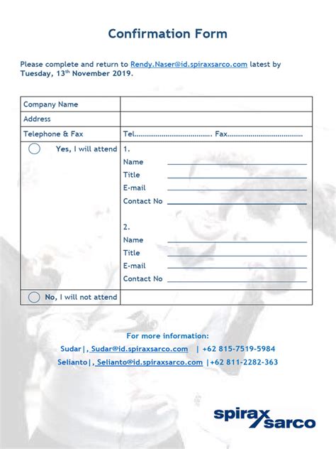 Confirmation Form Pdf