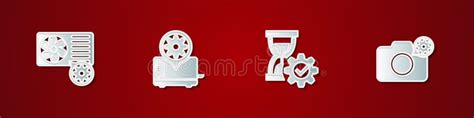 Set Air Conditioner Setting Toaster Hourglass And Photo Camera Icon Vector Stock Vector