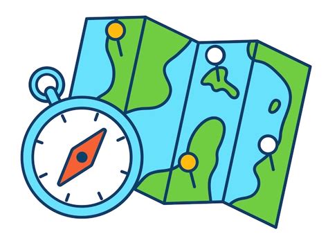 Premium Vector Vector Illustration Of Map And Compass Line Art Design