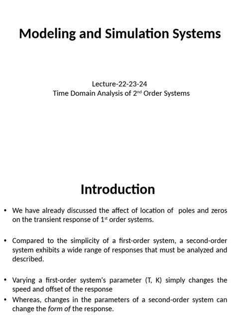 Lecture 22 23 24 Time Domain Analysis Of 2nd Order Systems Pdf