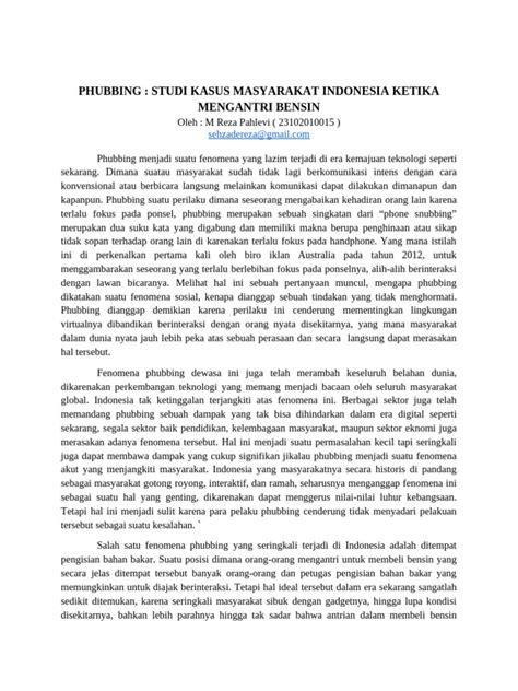Phubbing Ketika Ngisi Bensin M Reza Pahlevi Pdf