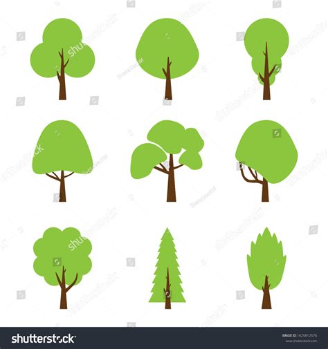 Flat Tree Collection Set Isolated Icons Stock Vector Royalty Free Shutterstock