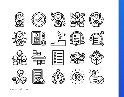 Agile Methodology Icon Pack 30 Line Business Icons SVG PNG ICO Available