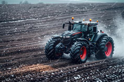 Premium Photo Modern Autonomous Tractor Is Operating In The Farm It Has Implement Attached